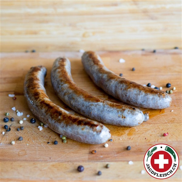 Wild boar sausage JAGDFLEISCH.CH (440g, 3 pcs.) | WILDWURST.ch ...